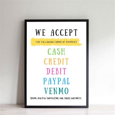Forms Of Payment Sign Etsy
