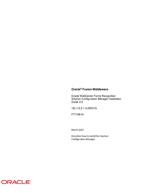 Fillable Online Webcenter Forms Recognition Solution Configuration