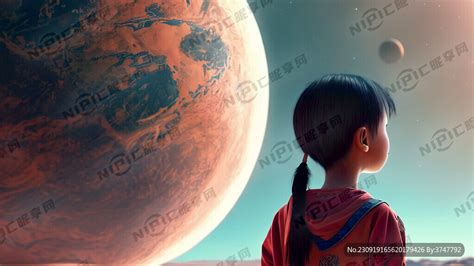 Ai创作图一个男孩 一个女孩 外星人在火星上仰望地球 梦幻唯美 超高清 细节刻画 电影般环境 清晰 昵图网
