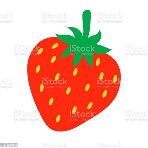 흰색 배경에 고립 된 플랫 스타일의 전체 딸기 아이콘 딸기 과일 만화 아이콘 벡터 일러스트레이션 건강한 채식 주의 자 음식 딸기에 대한 스톡 벡터 아트 및 기타 이미지