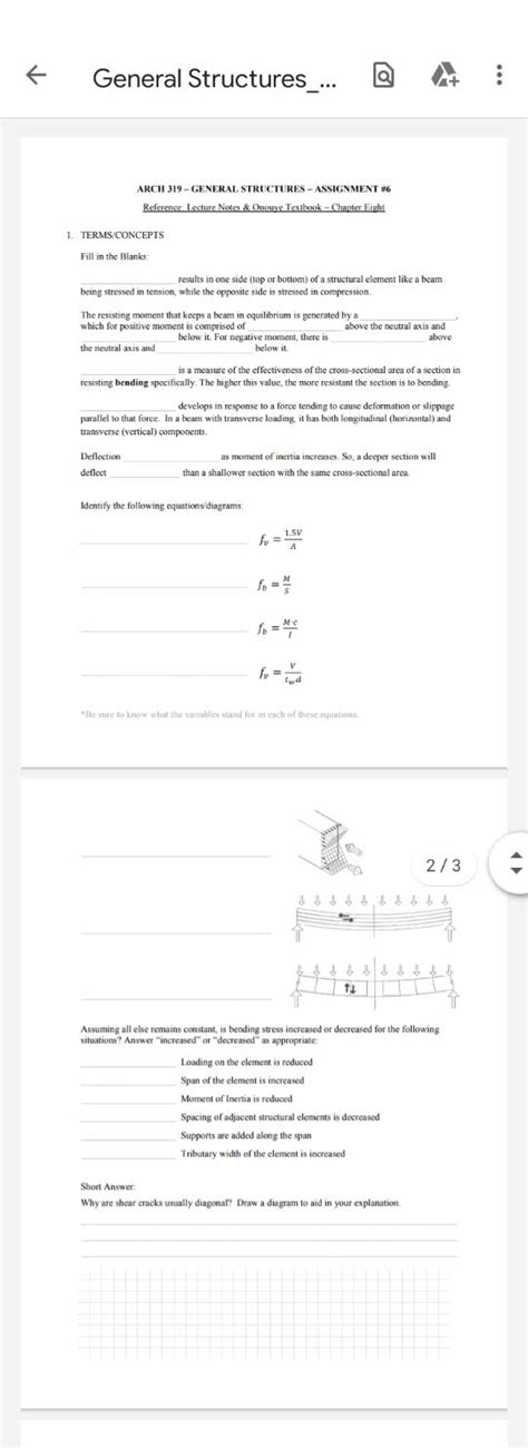 Solved Arch 319 General Structures Assignment 9