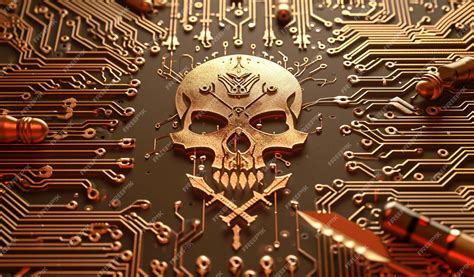 Premium Photo Macro Shot Of A Motherboard With Microchip And Skull Symbol
