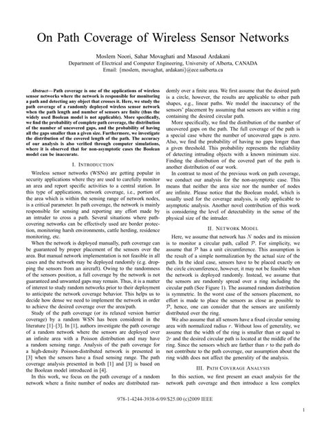 Pdf On Path Coverage Of Wireless Sensor Networks