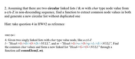 Solved Assuming That There Are Two Circular Linked Lists Chegg