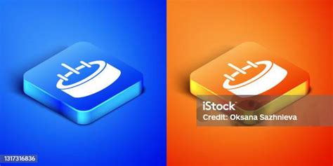 파란색과 주황색 배경에 격리 된 사다리 아이콘이있는 등색 수영장 정사각형 버튼입니다 벡터 3차원 형태에 대한 스톡 벡터 아트 및 기타 이미지 Istock