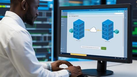 Technician Setting Up Virtual Server Environment In Cloud Management Console With Configuration