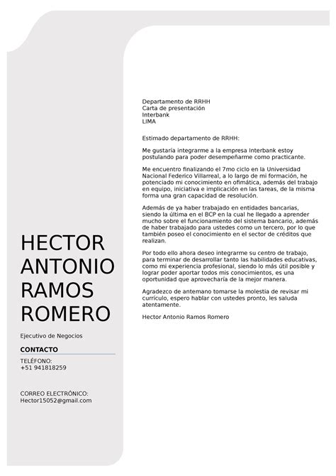 Carta De Presentación Dkasjdshdasdbkbs Departamento De Rrhh Carta