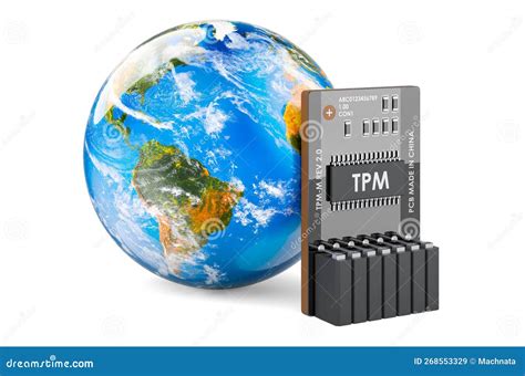 trusted platform module tpm with map pointer 3d rendering stock image