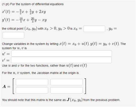 Solved For The System Of Differential Equations Xt 95