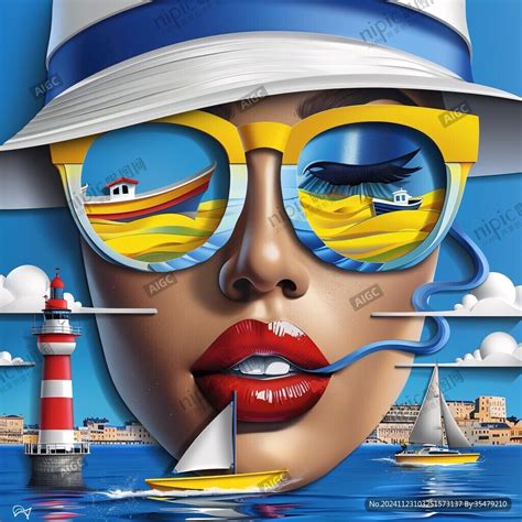 Ai创作图夸张人物插画 个性夸张海报 人物夸张设计 独特个性创新插画插图 马赛旅游宣传插画 创意视海报 波普风设计 创意人物画 3d立体插画风格 海边创意海报 3d旅行海报 杂志封面插画 人物