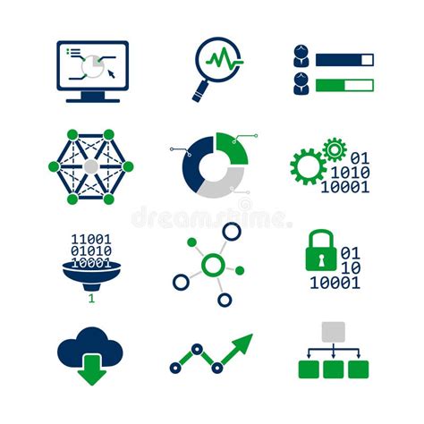 Big Data Icon Set Stock Vector Illustration Of Application 34333961