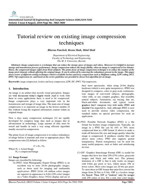 Tutorial Review On Existing Image Compression Techniques Pdf Data