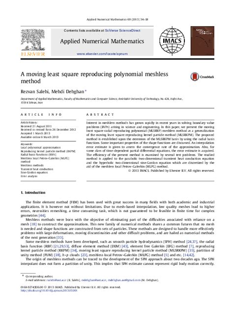 Pdf A Moving Least Square Reproducing Polynomial Meshless Method
