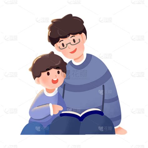 卡通感父亲节父子元素贴纸