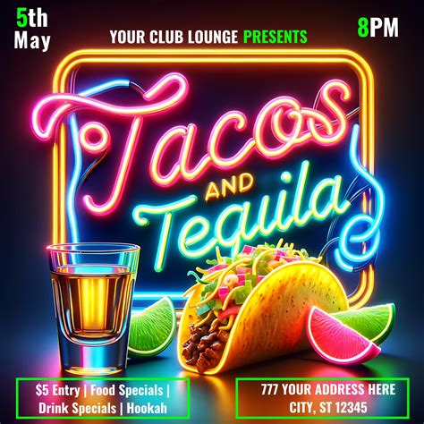 Tacos And Tequila Flyer Taco Tuesday Flyer Party Flyer Editable