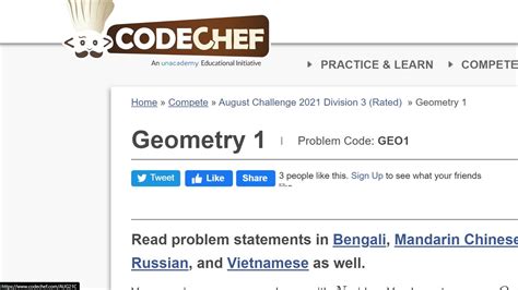 Geometry 1 Geo1 Solution Codechef August Challenge 2021 Aug21