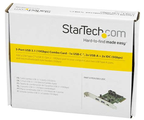PEXUSB EIC Startech Port USB Gb S PCI Ex Combo Card With USB C Port Farnell UK