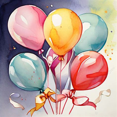 풍선 수채화 풍선 수채화 장식 배경 일러스트 및 사진 무료 다운로드 Pngtree