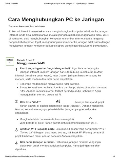 cara menghubungkan pc ke jaringan 14 langkah dengan gambar pdf
