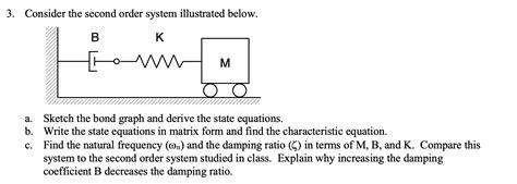 Solved 3 Consider The Second Order System Illustrated
