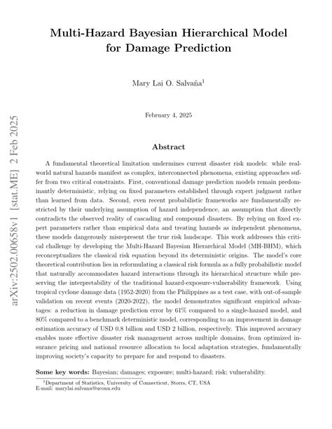Pdf Multi Hazard Bayesian Hierarchical Model For Damage Prediction