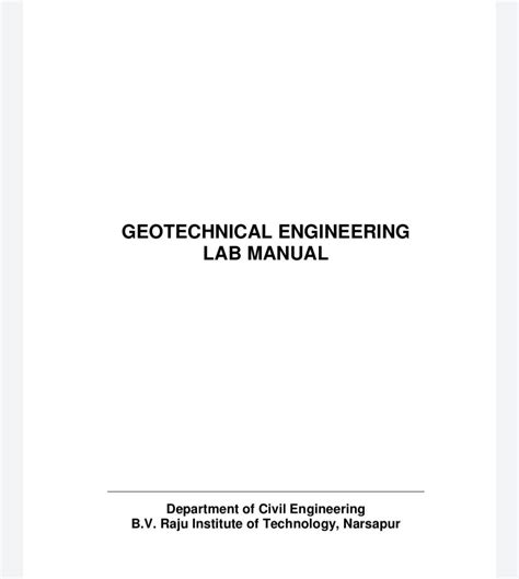 Geotechnical Engineering Lab Manual Practical Copy On Geotechnical