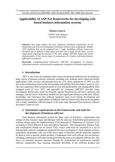 Pdf Applicability Of Aspnet Frameworks For Developing Web Based Business Information Systems