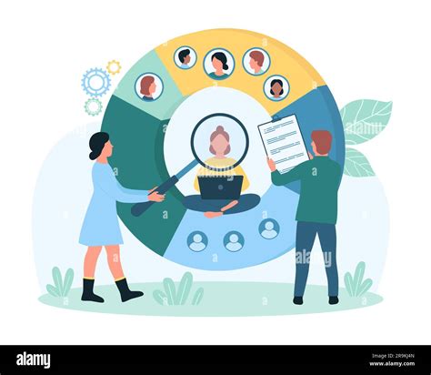 Audience Segmentation Vector Illustration Cartoon Tiny People Holding Magnifier To Research