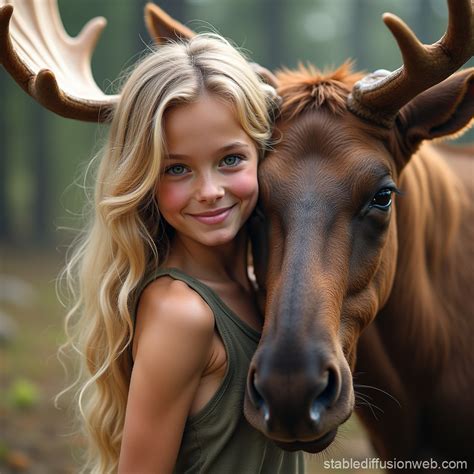 Miki With Blonde Hair And Moose Stable Diffusion Online