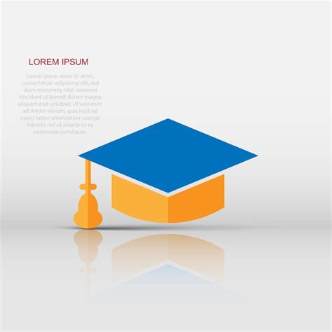 평면 스타일의 졸업 모자 아이콘 격리 된 흰색 배경 대학 학사 비즈니스 개념에 교육 모자 벡터 일러스트 레이 션 프리미엄 벡터