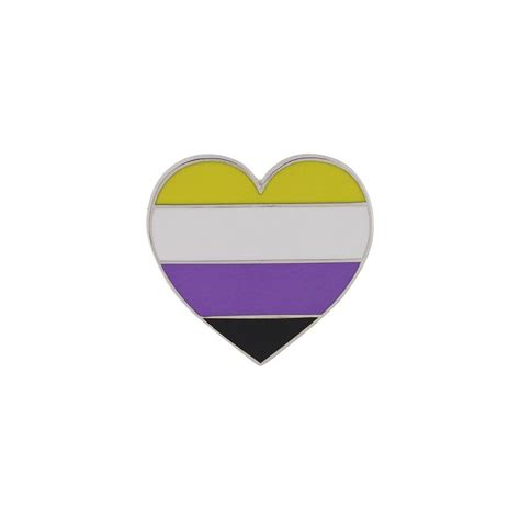 Nonbinary Pride Heart Shaped Flag Enamel Pin Nonbinary Flag Flag Badge