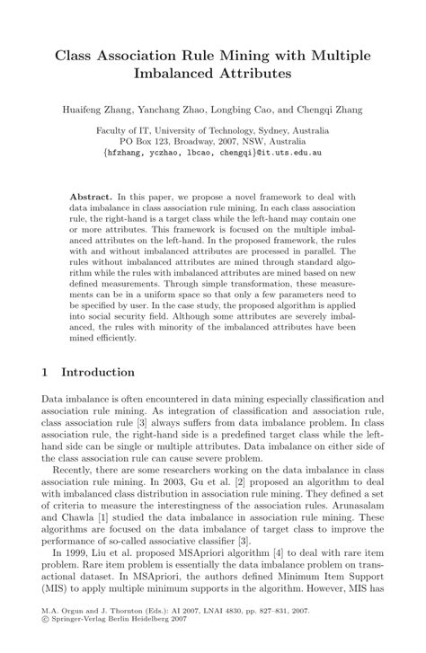 Pdf Class Association Rule Mining With Multiple Imbalanced Attributes