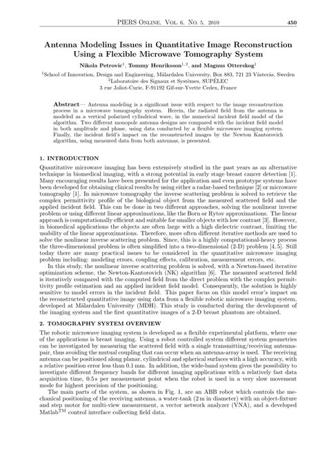 Pdf Antenna Modeling Issues In Quantitative Image Reconstruction Using A Flexible Microwave