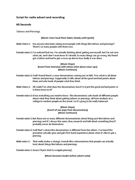 Radio Commercial Script Template