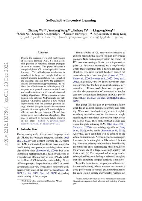 PDF Self Adaptive In Context Learning