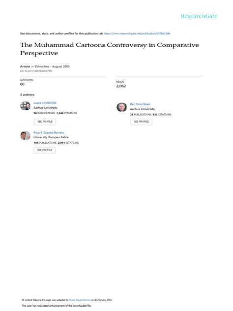 The Muhammad Cartoons Controversy In Comparative P Pdf