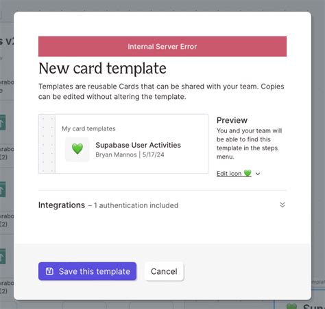 New Card Template Saves Giving Internal Error Ask A Question
