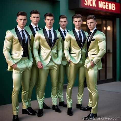 A Group Of Young Cute Handsome Western Guys In The Same Tight Fitting