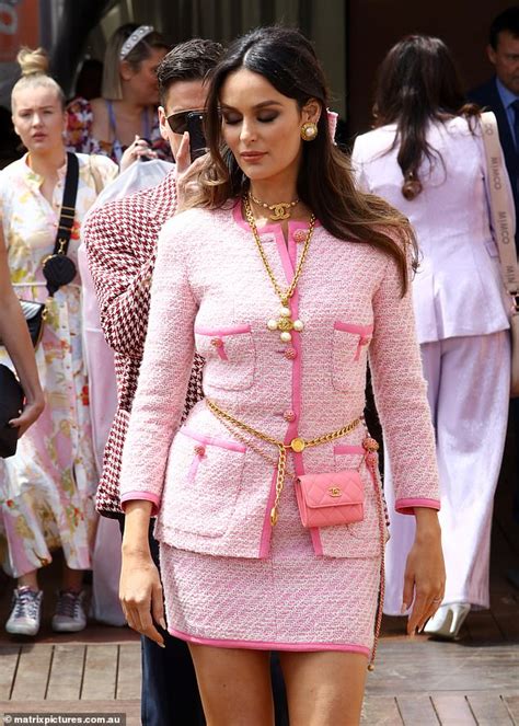 Supermodel Nicole Trunfio Wins Oaks Day In An Iconic Chanel Tweed Suit With A Tiny Bag