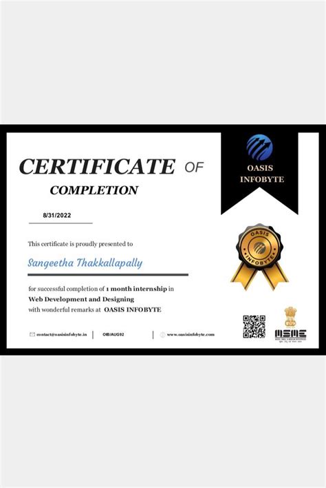 Sangeetha Thakkallapally On Linkedin Oasisinfobyte Share Internship