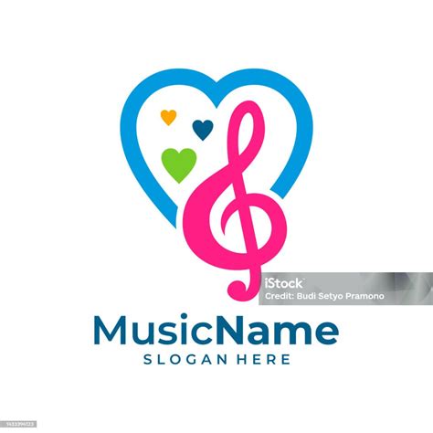 음악 키와 심장 추상 손으로 그린 벡터 로고와 아이콘입니다 음악 테마 평면 디자인 서식 파일입니다 흰색 배경에 고립 로고에 대한 스톡 벡터 아트 및 기타 이미지 Istock