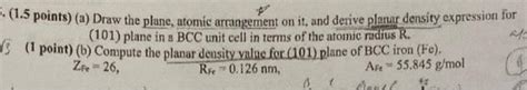Solved 1 5 Points A Draw The Plane Atomic Arrangement
