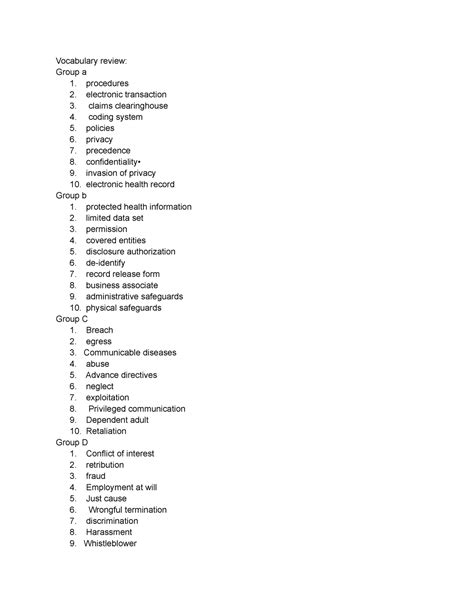 Chapter 4 Vocabulary Review Group A 1 Procedures 2 Electronic