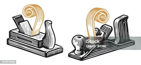 조인터 평면과 부스러기 기호 목공 작업 목재 워크샵 또는 소목 공예 스튜디오 엠블럼 목수 도구 로고 목공에 대한 스톡 벡터 아트 및 기타 이미지 Istock