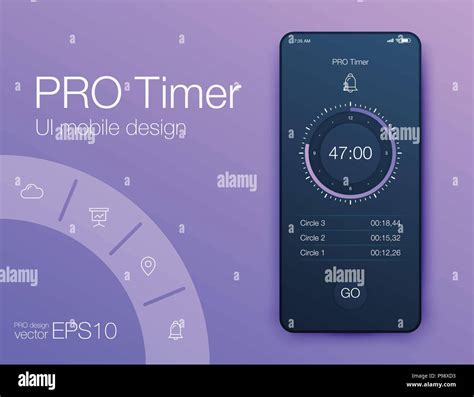 Timer Clock Application Ui Design Concept Stock Vector Stock Vector
