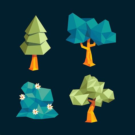 Free Vector Flat Design Low Poly Nature Elements