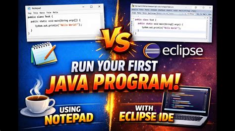 Run Java Program With Notepad First Program And Eclipse Ide Sts