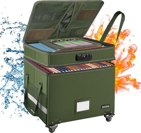 Docsafe File Box With Lock 2 Layer Fireproof Document Box With Wheels Collapsible