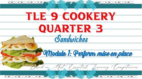 Tle 9 Cookery Quarter 3 Module 1 Perform Mise En Place