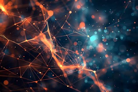 Abstract Network Exploring Interconnected Nodes And Glowing